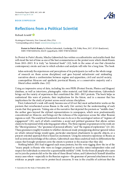 (PDF) Reflections from a Political Scientist