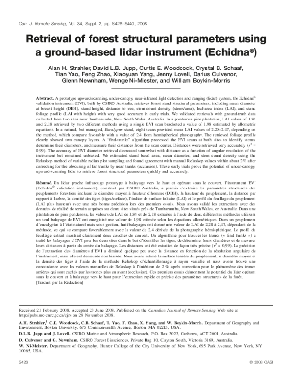 Pdf Retrieval Of Forest Structural Parameters Using A Ground Based