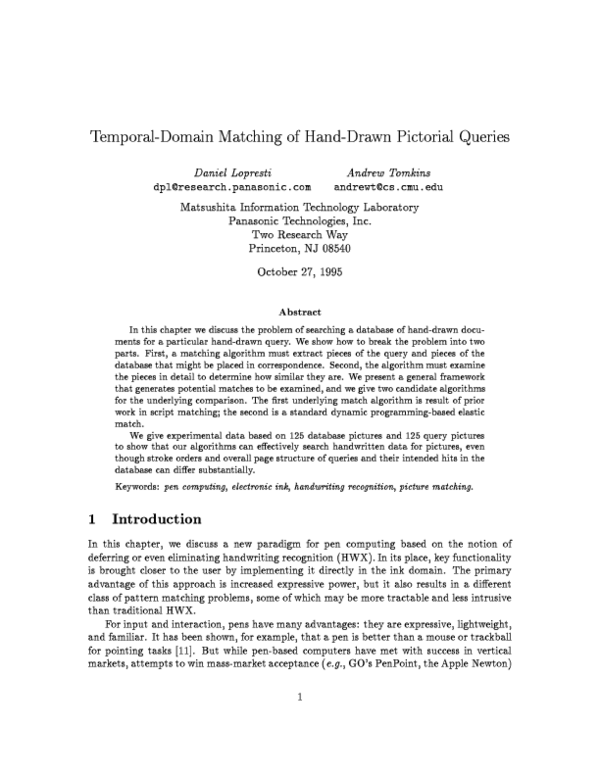 (PDF) Temporal domain matching of hand-drawn pictorial queries