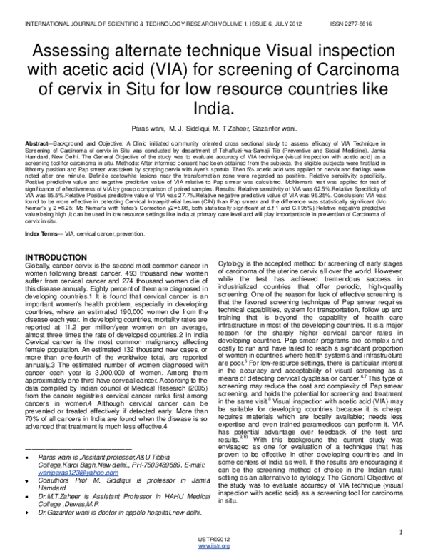 (PDF) Assessing alternate technique Visual inspection with acetic acid ...