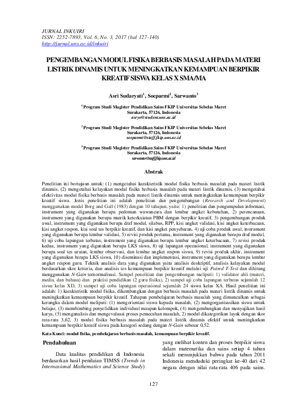 (PDF) Pengembangan Modul Fisika Berbasis Masalah Pada Materi Listrik Dinamis Untuk Meningkatkan ...