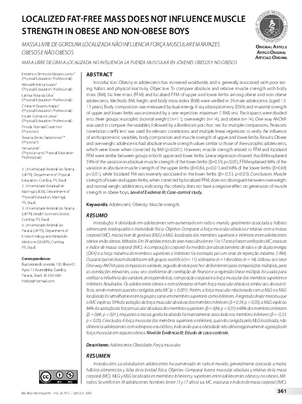 (PDF) Localized Fat-Free Mass Does Not Influence Muscle Strength in ...