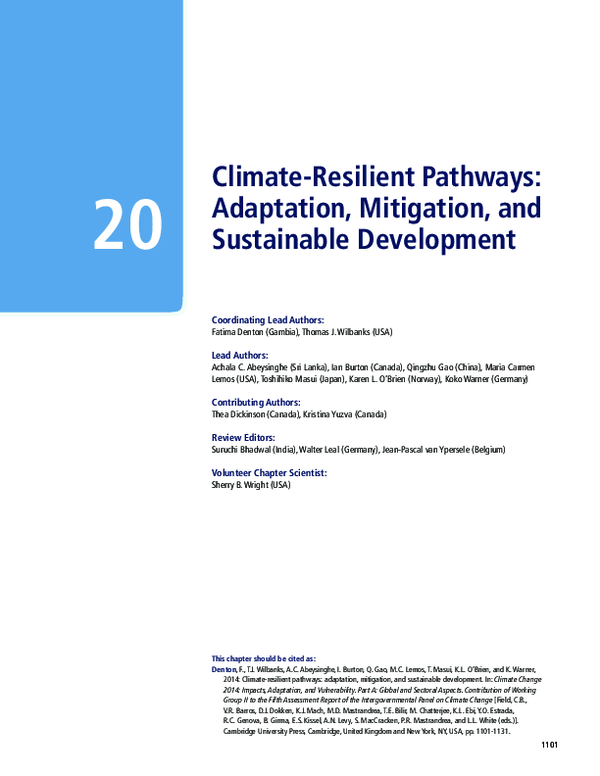 (PDF) Climate-Resilient Pathways: Adaptation, Mitigation, and Sustainable Development