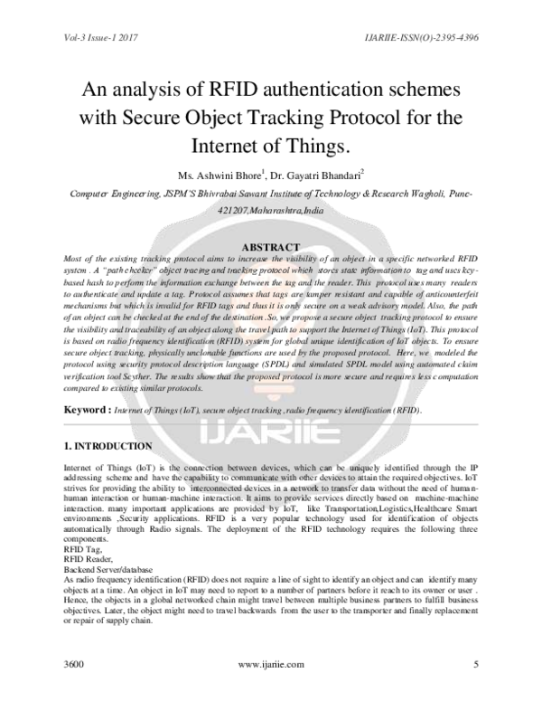 Pdf An Analysis Of Rfid Authentication Schemes With Secure Object