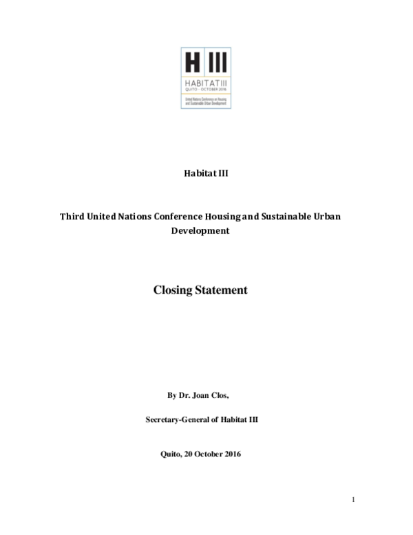 (PDF) Habitat III: Third United Nations Conference on Housing and ...