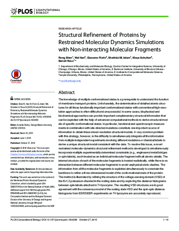 (PDF) Structural Refinement of Proteins by Restrained Molecular Dynamics Simulations with Non ...