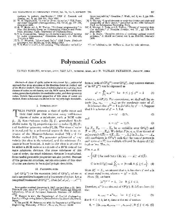 Pdf Polynomial Codes