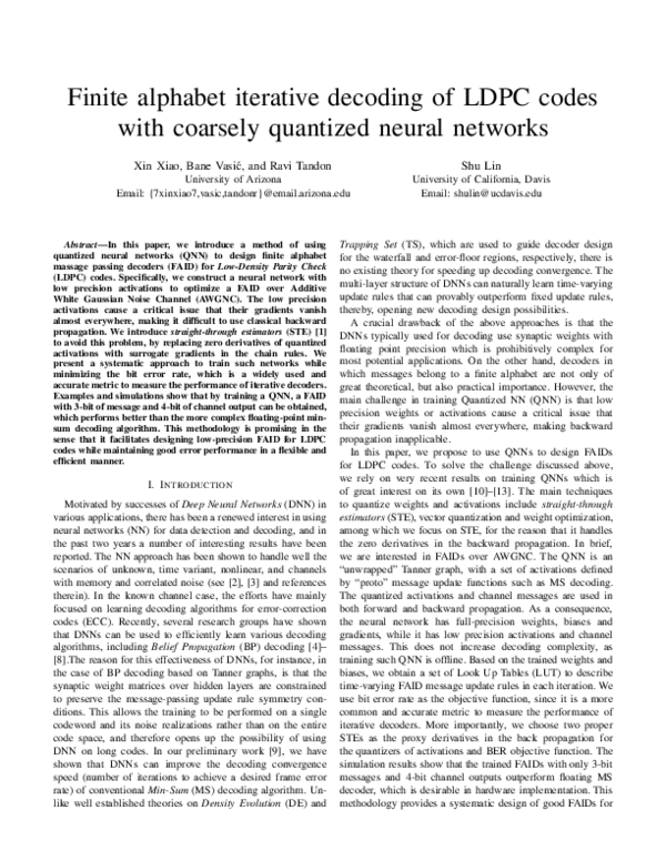 (PDF) LDPC Code Decoding with Quantized Neural Networks