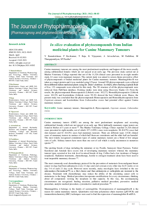 (PDF) In silico evaluation of phytocompounds from Indian medicinal ...
