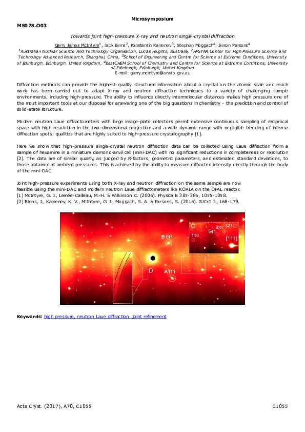 (PDF) Towards joint high-pressure X-ray and neutron single-crystal ...