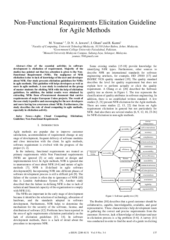 Pdf Non Functional Requirements Elicitation Guideline For Agile Methods
