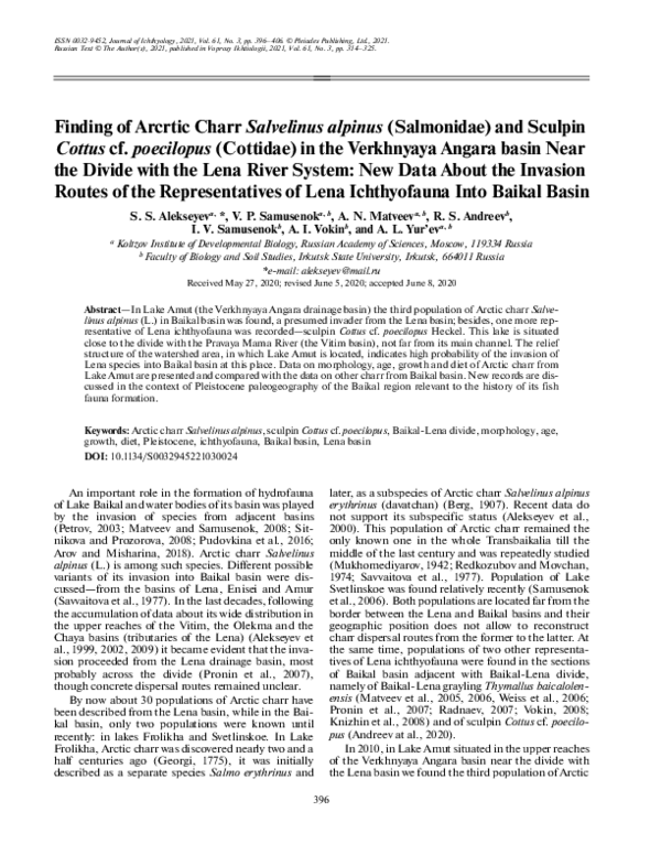 (PDF) Finding of Arcrtic Charr Salvelinus alpinus (Salmonidae) and ...