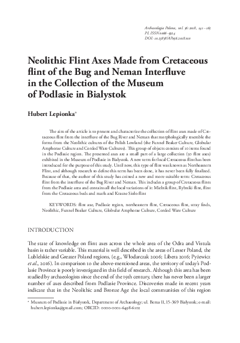 (PDF) Neolithic Flint Axes Made from Cretaceous flint of the Bug and ...
