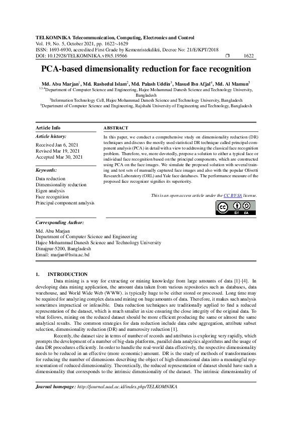 (PDF) PCA-based dimensionality reduction for face recognition