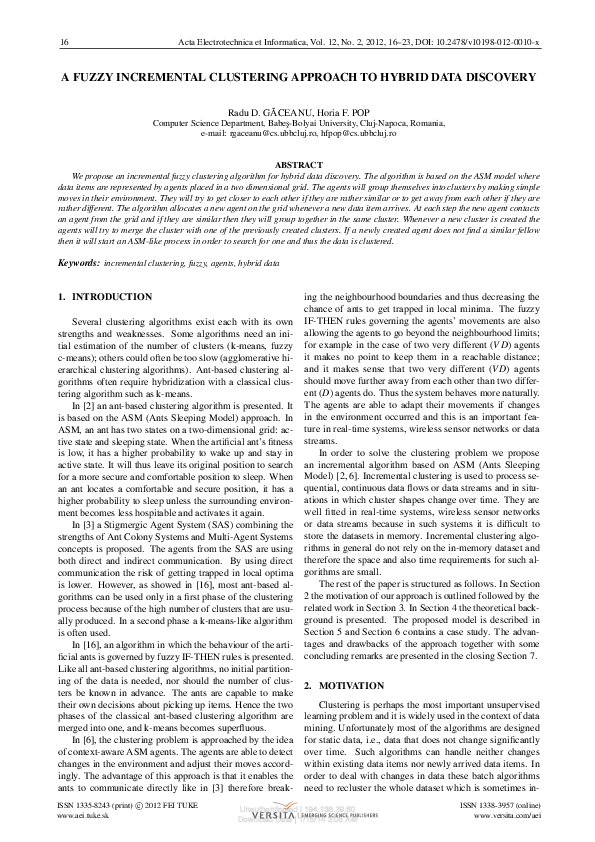 (PDF) A fuzzy incremental clustering approach to hybrid data discovery
