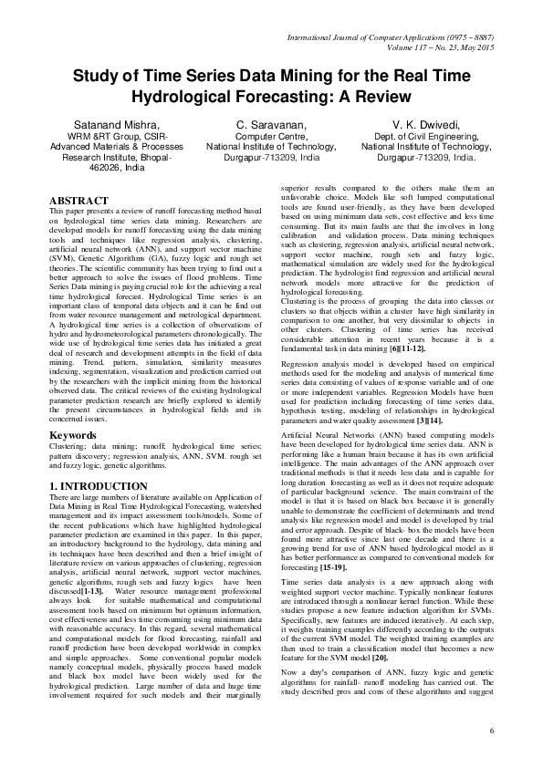 (PDF) Study of Time Series Data Mining for the Real Time Hydrological ...