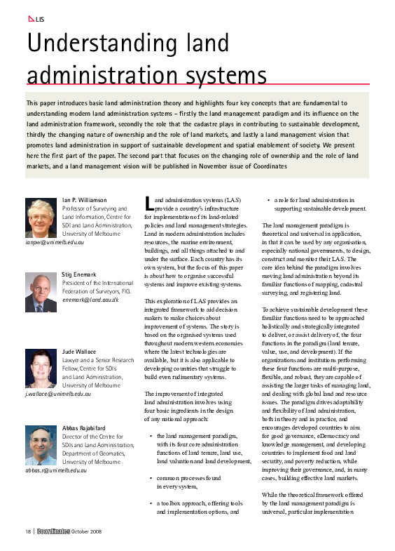 (PDF) Understanding land administration systems [1]