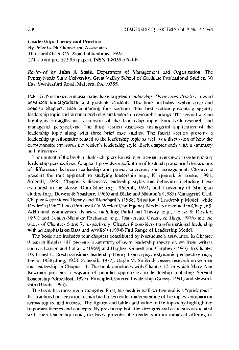 (PDF) Leadership: Theory and Practice