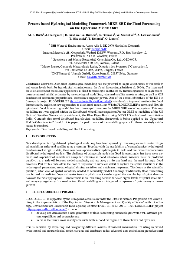 (PDF) Process-based hydrological modelling framework MIKE SHE for flood ...
