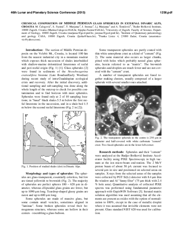 (PDF) Chemical Composition of Middle Permian Glass Spherules in ...
