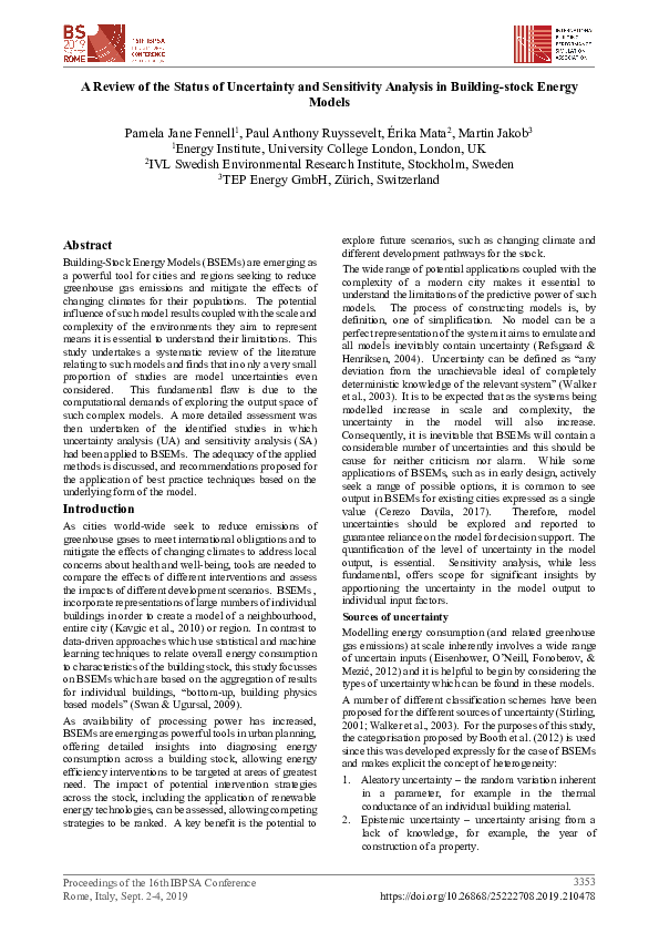 (PDF) A Review of the Status of Uncertainty and Sensitivity Analysis in Urban Building Energy ...