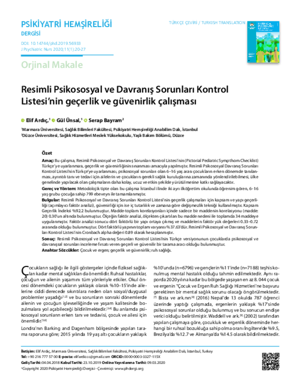 (PDF) Validation and Sensitivity Pictorial Pediatric Symptom Checklist ...