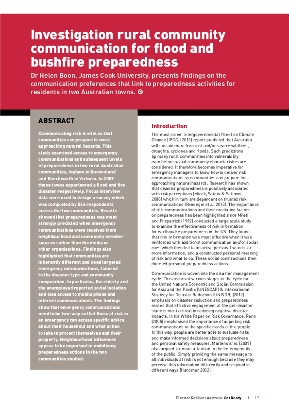 (PDF) Investigation rural community communication for flood and ...