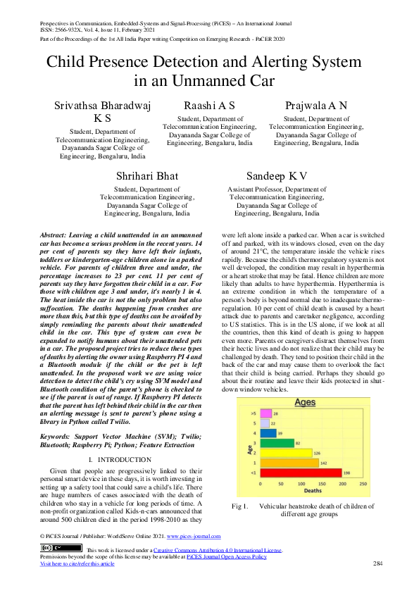 (PDF) Child Presence Detection and Alerting System in an Unmanned Car