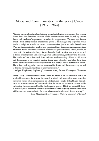 (PDF) Media and Communication in the Soviet Union (1917–1953): General ...