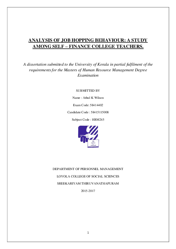 (PDF) ANALYSIS OF JOB HOPPING BEHAVIOUR: A STUDY AMONG SELF -FINANCE ...