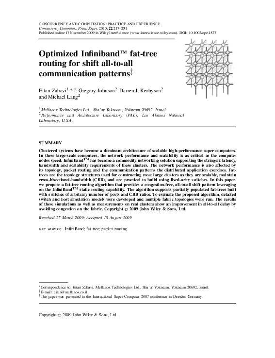(PDF) Optimized InfiniBand TM fat-tree routing for shift all-to-all ...