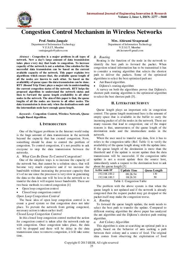 (PDF) Congestion Control Mechanism in Wireless Networks