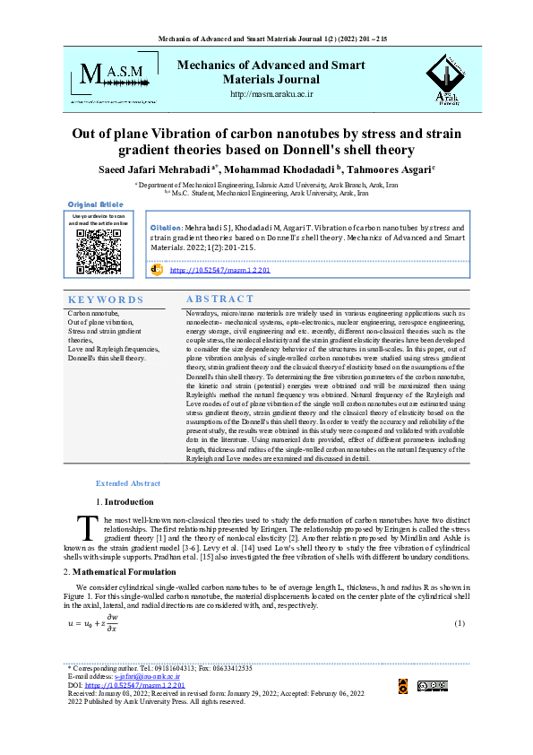 (PDF) Out of plane Vibration of carbon nanotubes by stress and strain ...