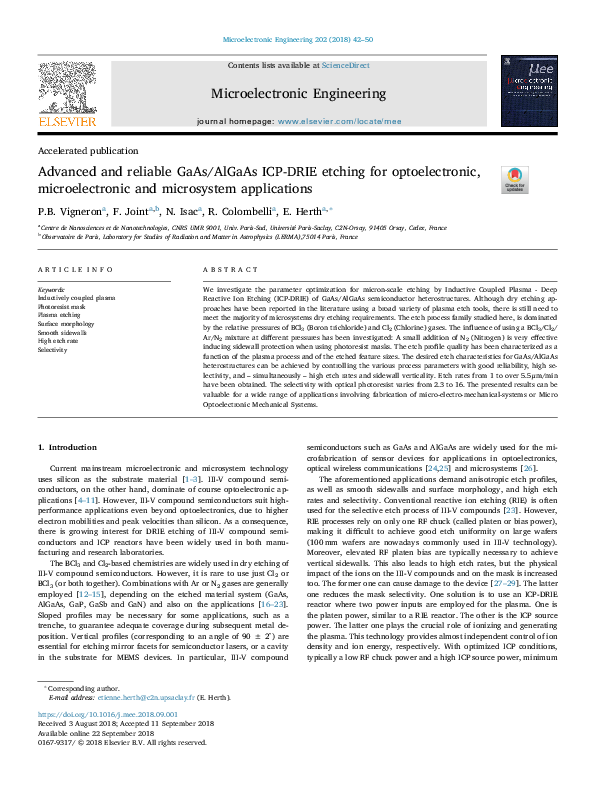 (PDF) Advanced and reliable GaAs/AlGaAs ICP-DRIE etching for ...