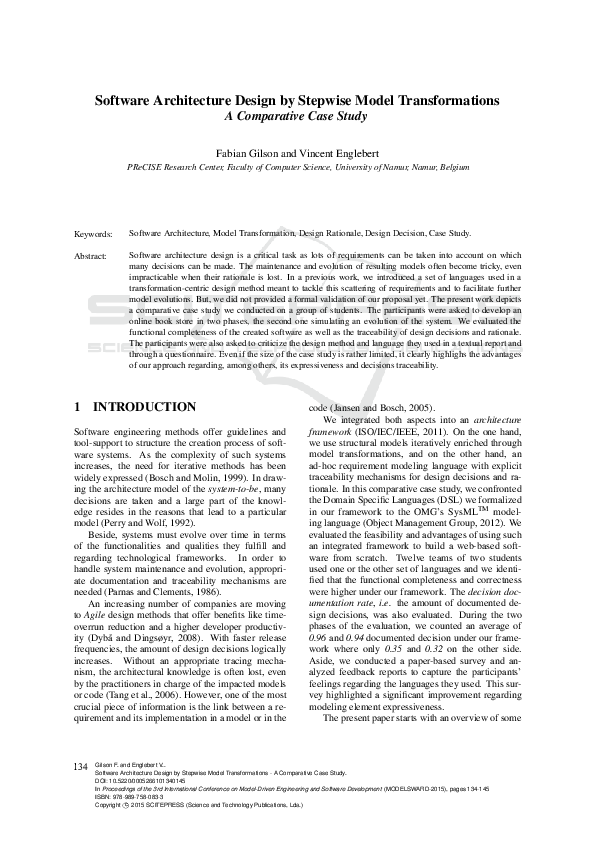 (PDF) Software architecture design by stepwise model transformations: A ...