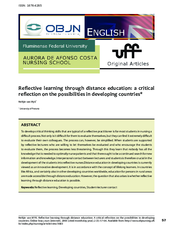 (PDF) Reflective learning through distance education: A critical ...