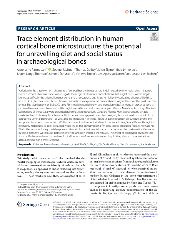 (PDF) Trace element distribution in human cortical bone microstructure ...