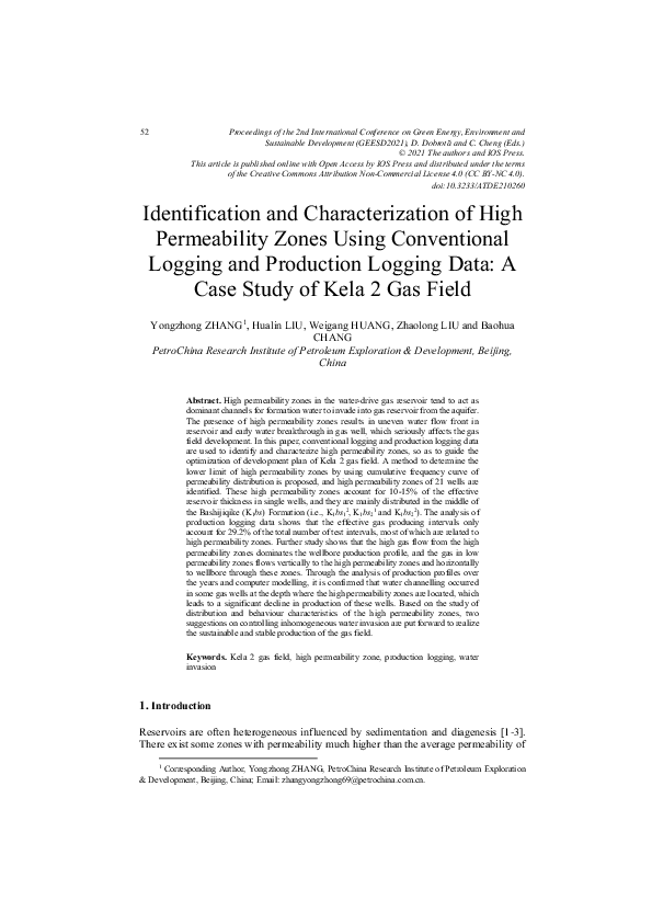 Pdf Identification And Characterization Of High Permeability Zones Using Conventional Logging