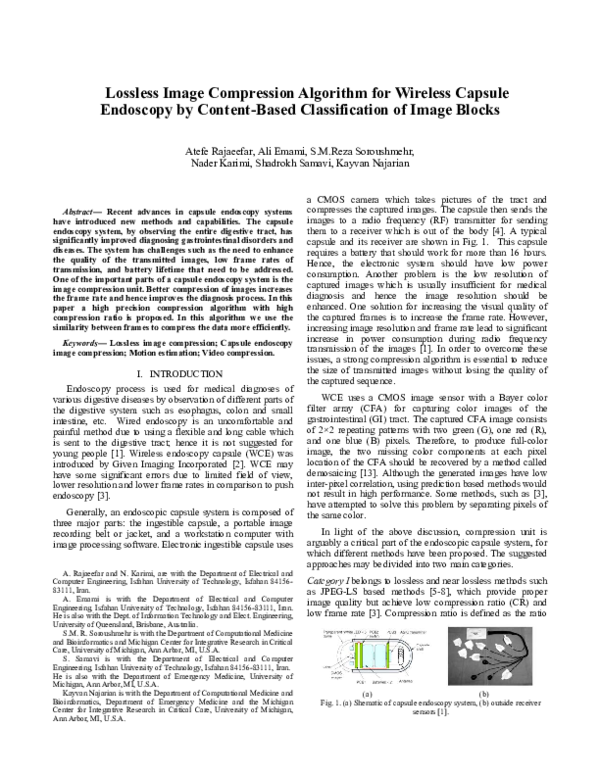 (PDF) Lossless Image Compression Algorithm for Wireless Capsule Endoscopy by Content-Based ...