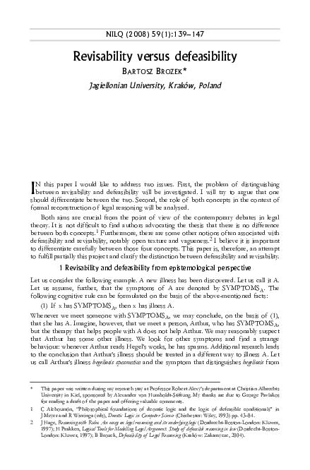 (PDF) Revisability versus defeasibility