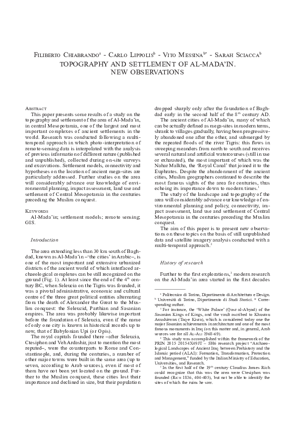(PDF) Topography and Settlement of Al-Mada’In. New Observations