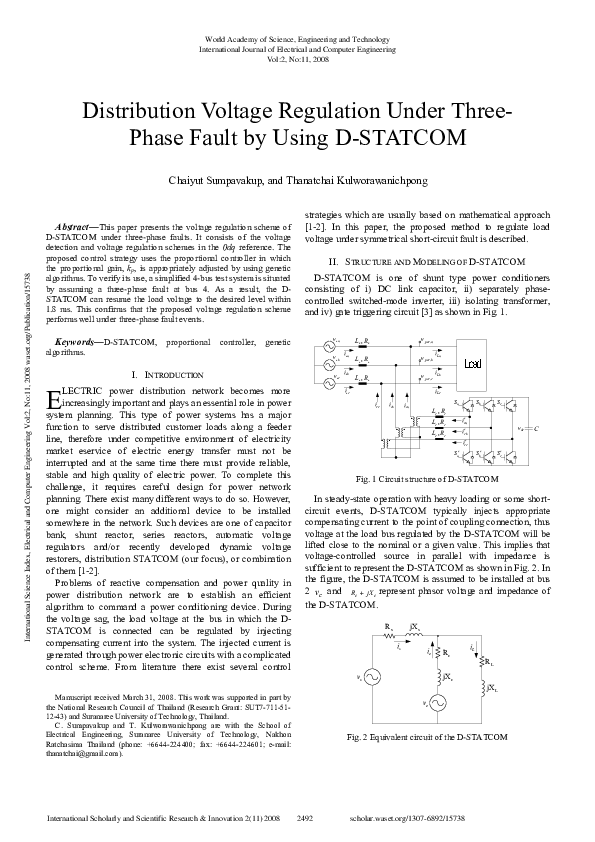 (PDF) D-Statcom Voltage Regulation during Faults