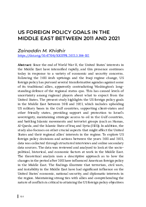 (PDF) US foreign policy goals in the Middle East between 2011 and 2021