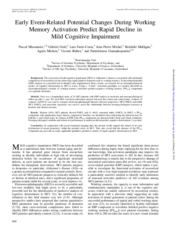 (PDF) Early Event-Related Potential Changes During Working Memory Activation Predict Rapid ...