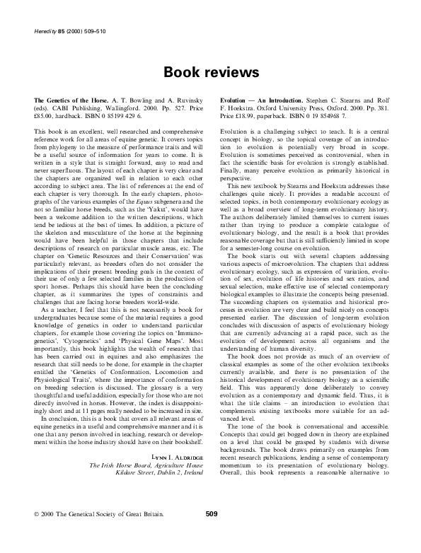 (PDF) Evolution — An Introduction. Stephen C. Stearns and Rolf F ...