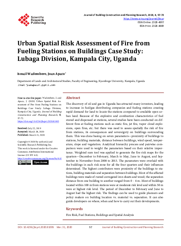 (PDF) Urban Spatial Risk Assessment of Fire from Fueling Stations on ...