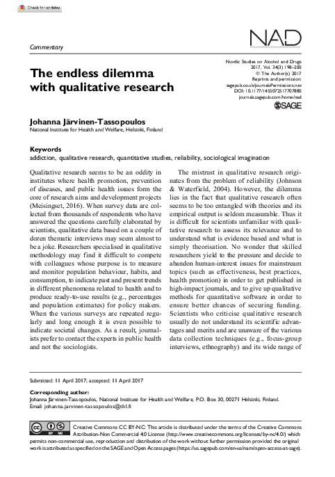 (PDF) The endless dilemma with qualitative research (PDF) The endless dilemma with qualitative research