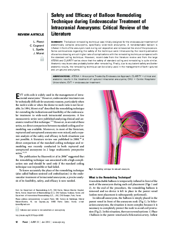 (PDF) Safety and Efficacy of Balloon Remodeling Technique during Endovascular Treatment of ...