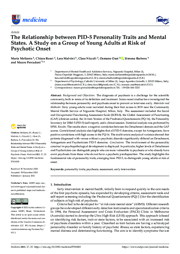 (PDF) The Relationship between PID-5 Personality Traits and Mental ...