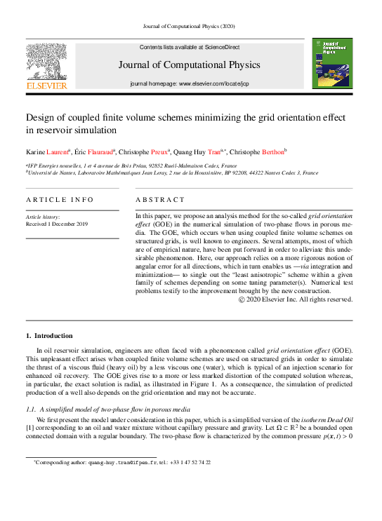 Pdf Design Of Coupled Finite Volume Schemes Minimizing The Grid